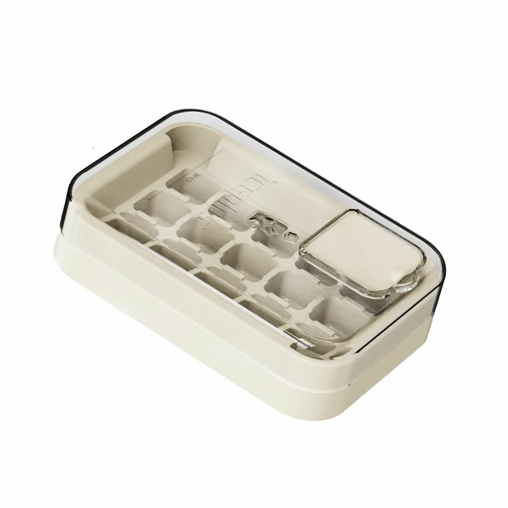 Форма для льда из пищевого силикона, герметичная крышка, контейнер для заморозки, Кремово - белый