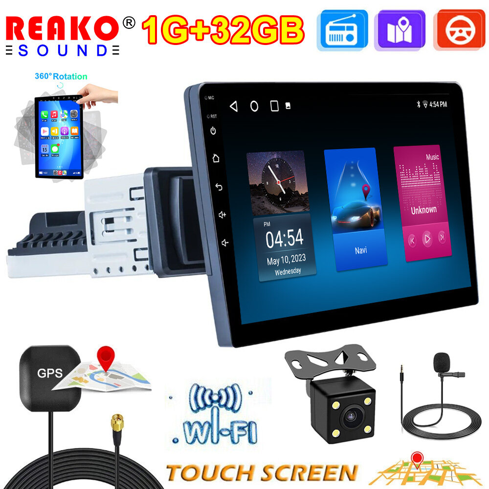 Автомагнитола 1 DIN Android с 9-дюймовым IPS экраном, 2+32G, GPS, Bluetooth, Wi‑Fi, USB, зеркальная связь