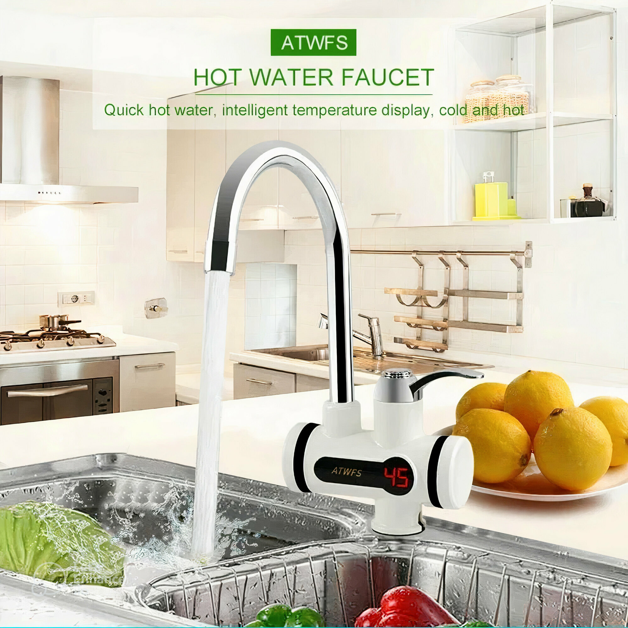 Мгновенный водонагреватель - для кухни и ванной, 220V, 3000W, быстрый нагрев, система безопасности