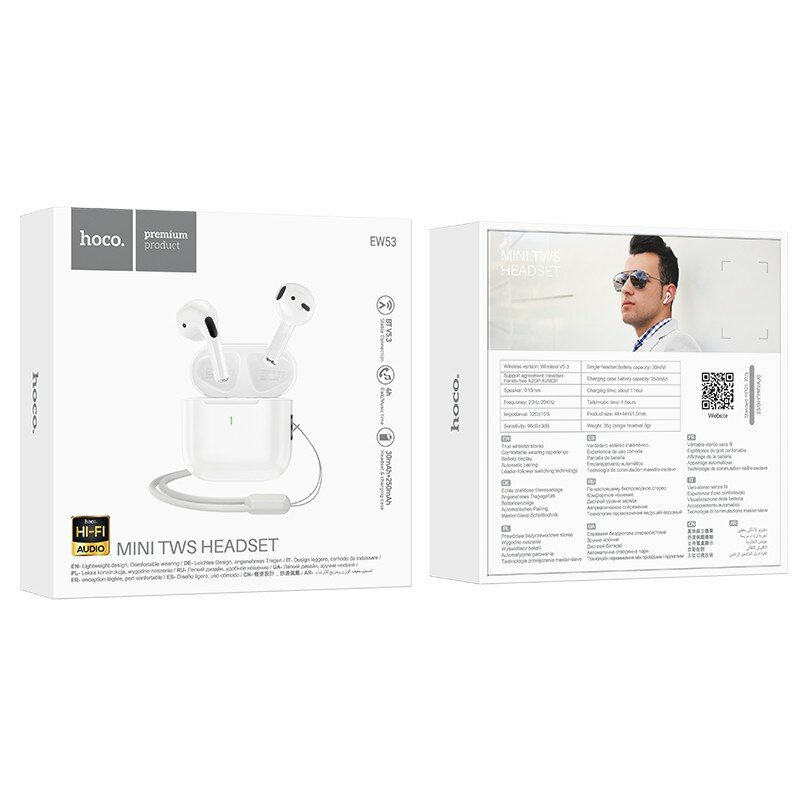 Н-ки HOCO EW53 Lucky true wireless BT headset white