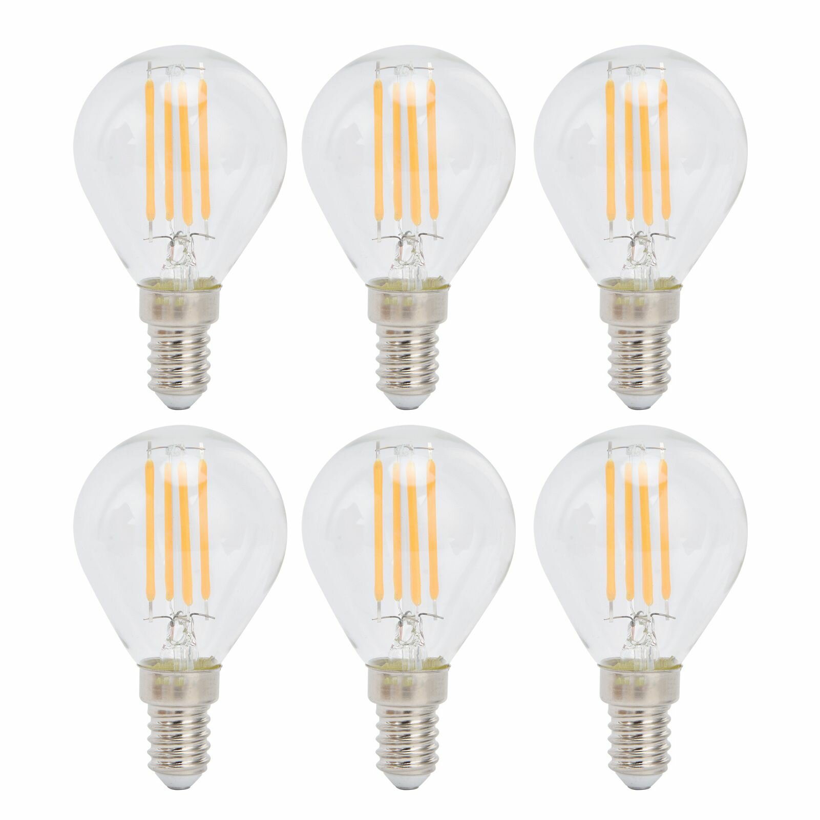 6 шт. E12 светодиодные лампы-глобусы 4 Вт G45 винтажная лампа накаливания из прозрачного стекла, теплый свет, домашний декор 110 В