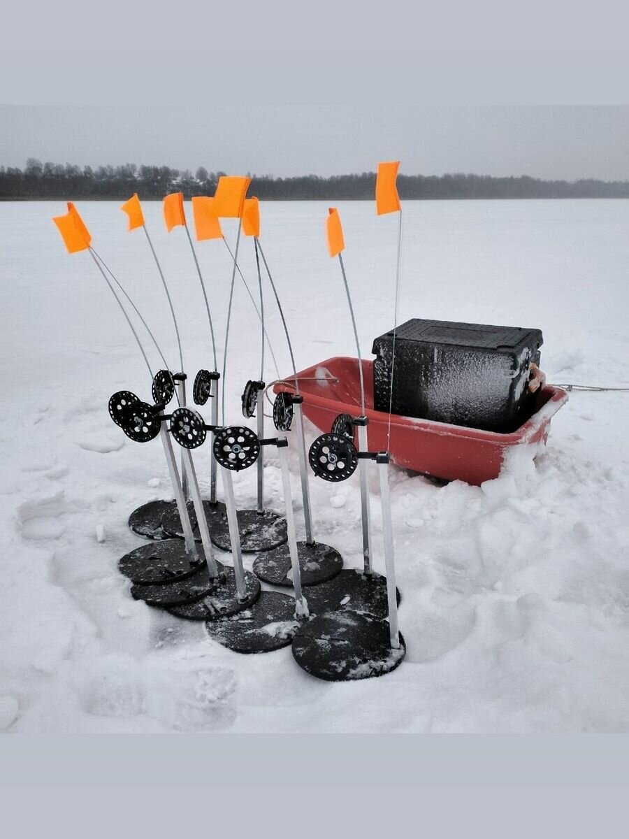 Жерлица для зимней рыбалки 10 шт. оснащенная 75 мм. / алюминий