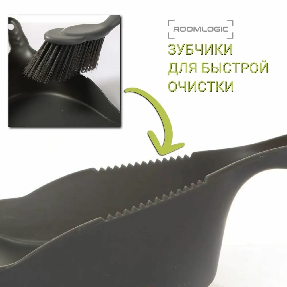Щетка с совком P689, пластик, графитовый, для пола, удобный подвес — фото 1