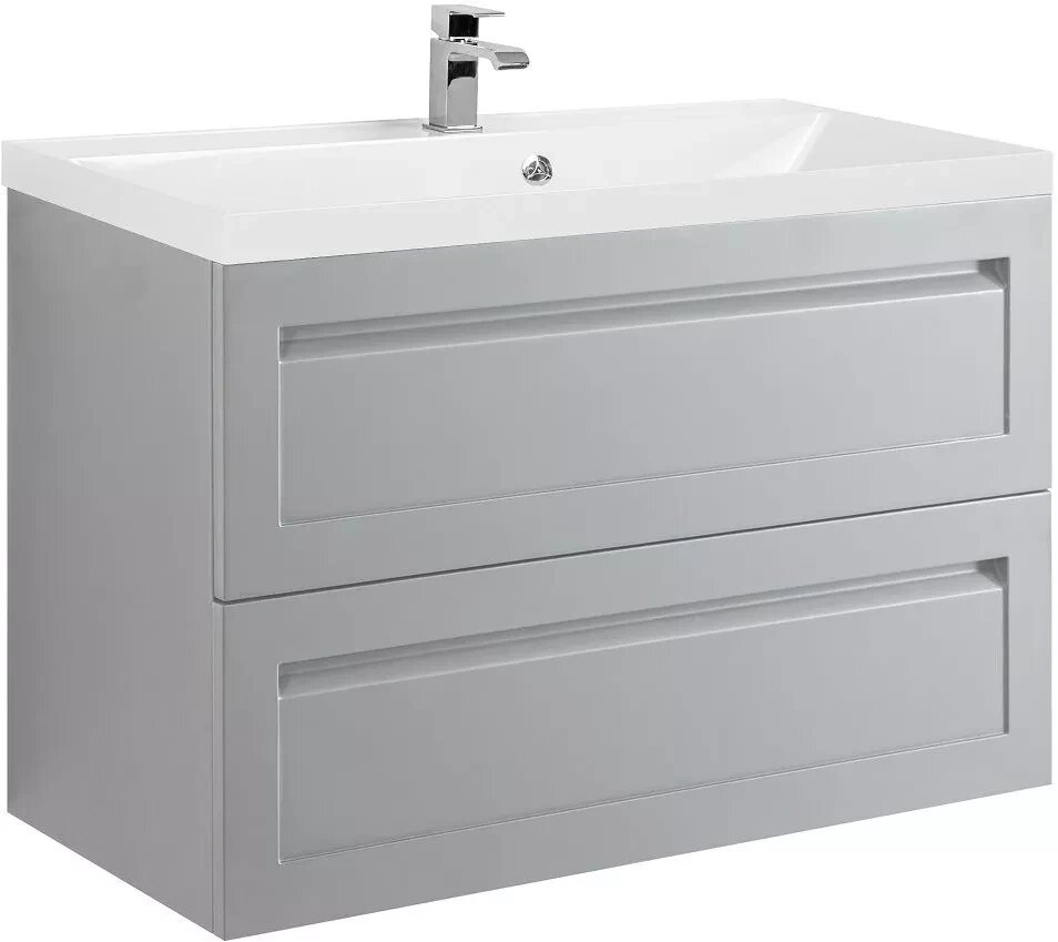 Тумба под раковину Art&Max Platino AM-Platino-900-2C-SO-GCM 89,8 см, подвесная, светло-серый матовый