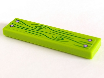 Tile 1 x 4 with Green Wood Grain and 4 Screws Pattern (Sticker) - Set 41335, 2431pb0616 Lime U