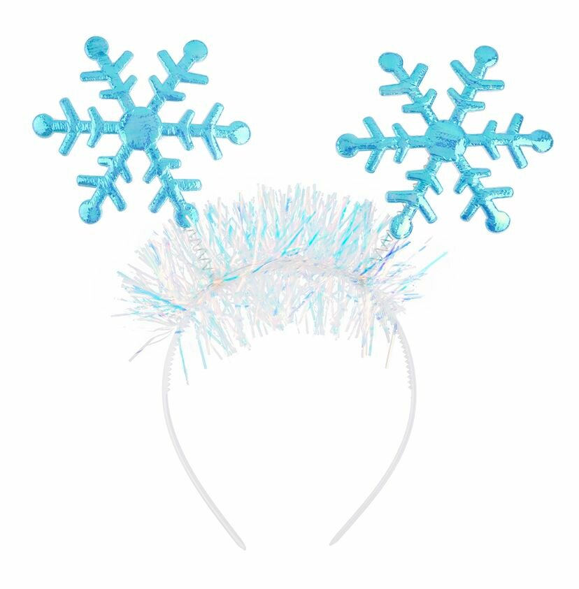 Ободок "Снежинки", белый, с блесками, новогодний, для девочки