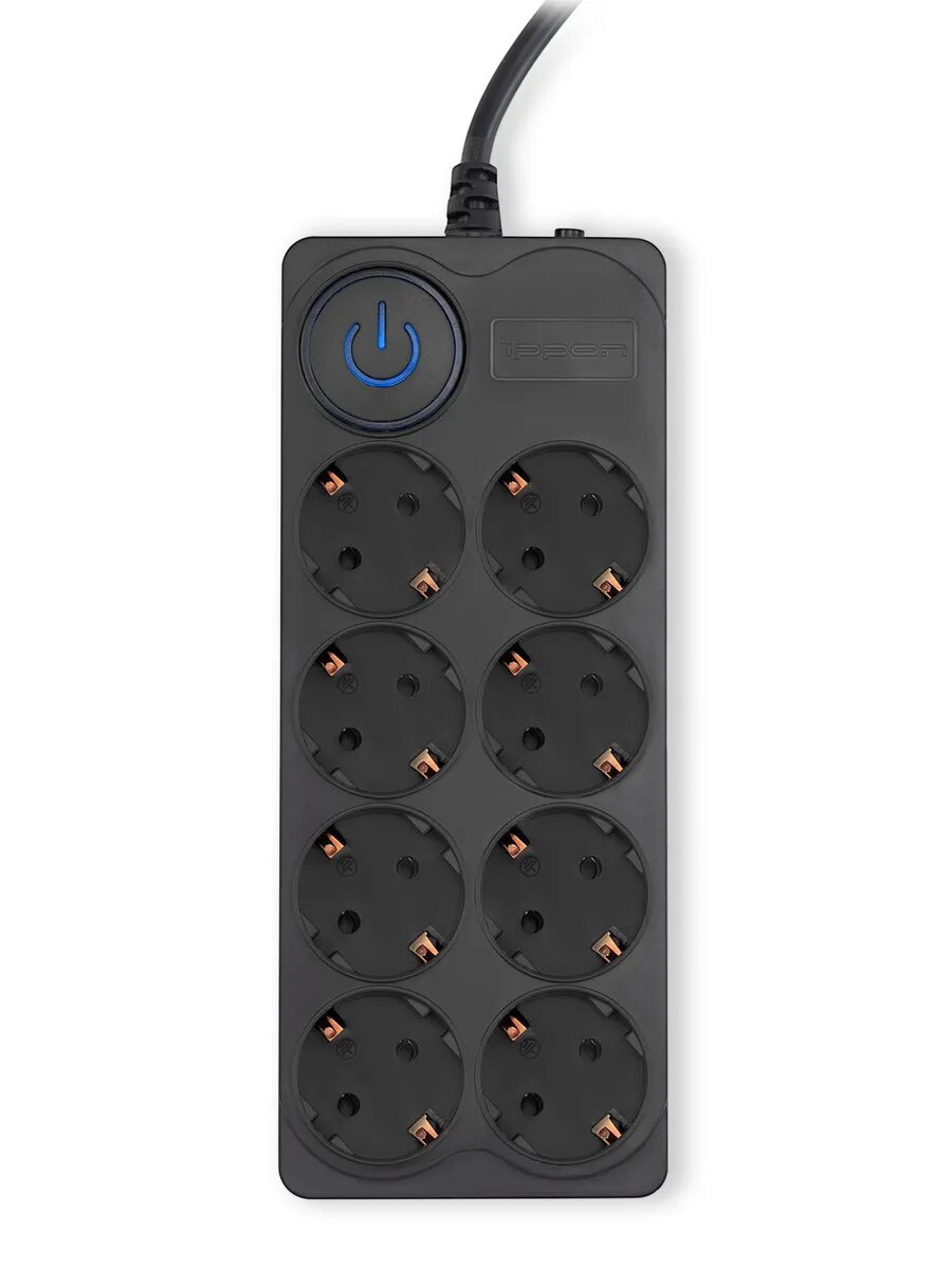 Сетевой фильтр Ippon BK-8-EU-3-10-B 3м (8 розеток) черный (коробка)