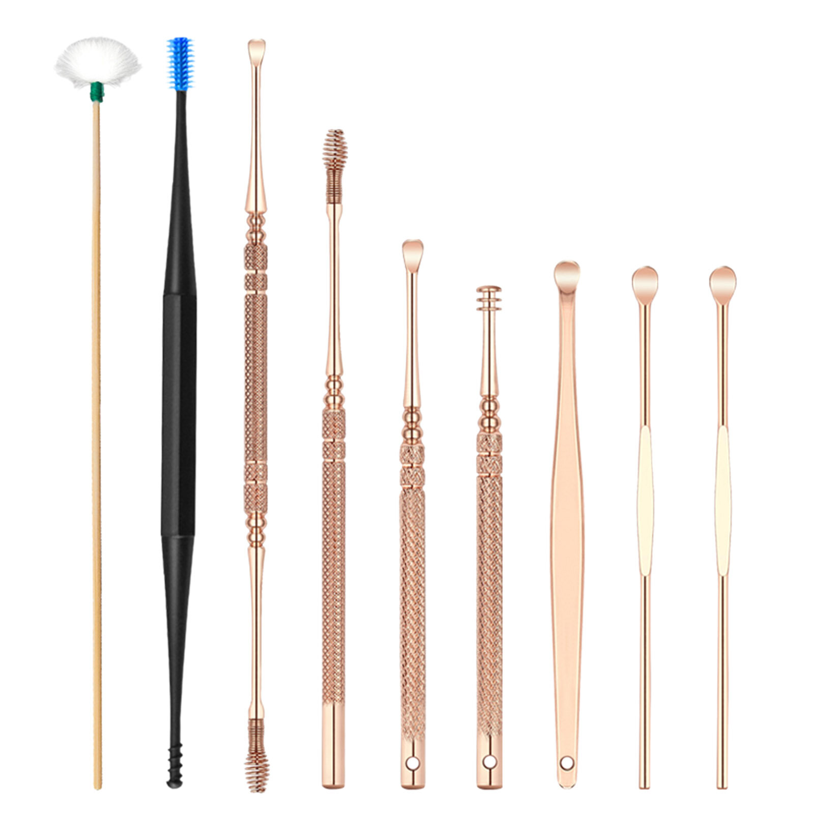 Набор для удаления серы из ушей Сетка для ушных пинцетов Удалитель серы Ложка для ушей Пинцет для ушей с светодиодным освещением для массажа ушей Инструменты для ухода за ушами взрослых Цвет: Серебристый и Розовое золото, Серебристый и Красный,