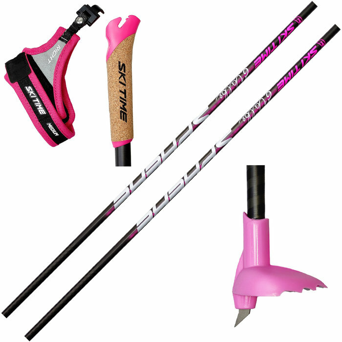 Лыжные палки SKI TIME New Sphere Triac HM (Карбон 100%) (черный/розовый) (162)