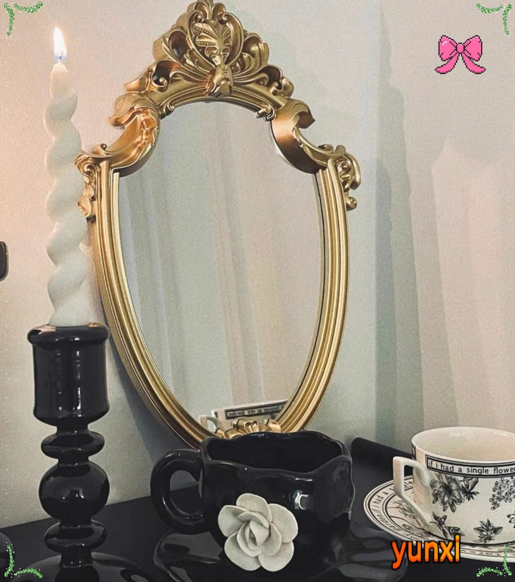 Эксклюзивное французское винтажное зеркало для стены с позолоченной резьбой, размер 44 на 31 см