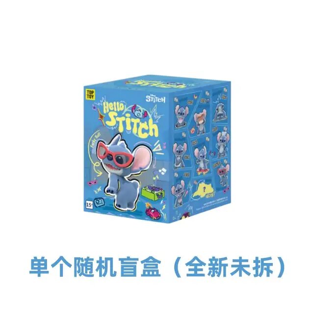 Toptoy Disney Stitch Hello Series Mystery Blind Box Flocking Figure Kawaii Desktop Decor Collectible Gift For Fans Kids Birthday
