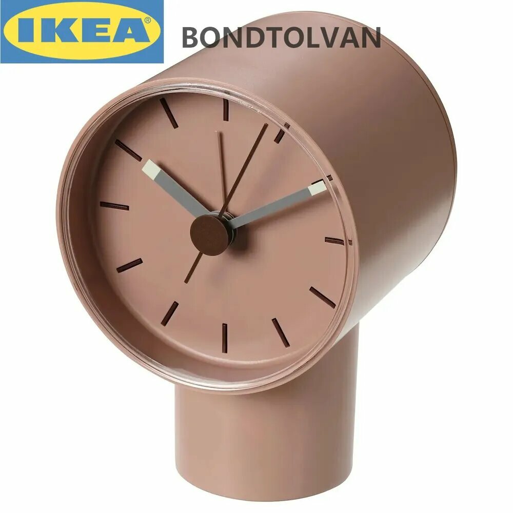 IKEA-BONDTOLVAN-Будильник, розовый, 8x9 см, 1 штука