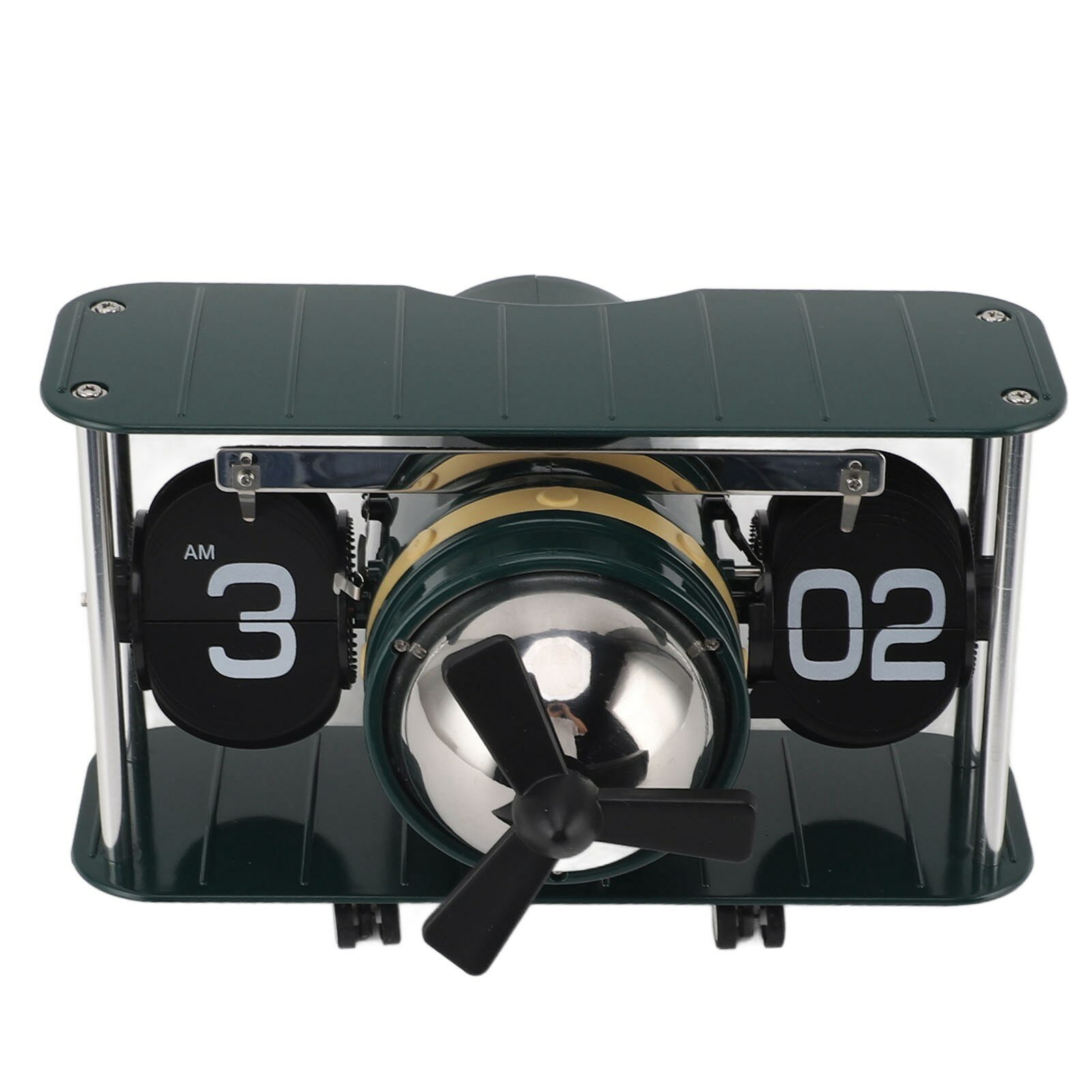 Часы-перевертыш в виде самолета из нержавеющей стали 304 с функцией напоминания о времени, механические настольные часы в стиле ретро для офиса, зеленые