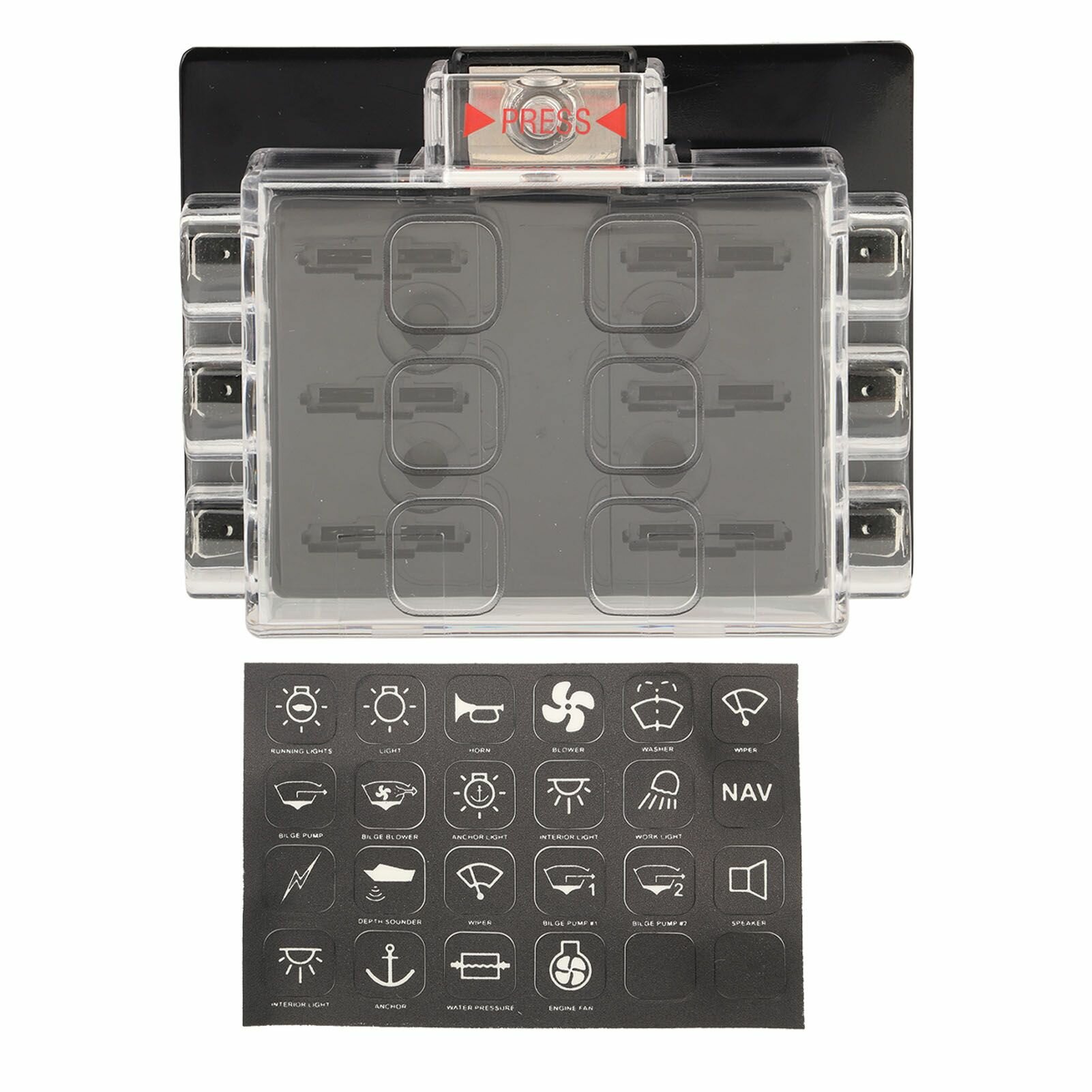 Блок предохранителей Блок предохранителей ATC ATO для лодок, морских транспортных средств, автодомов, автомобилей Traile, от 12 до 36 В постоянного тока, 6 контактов