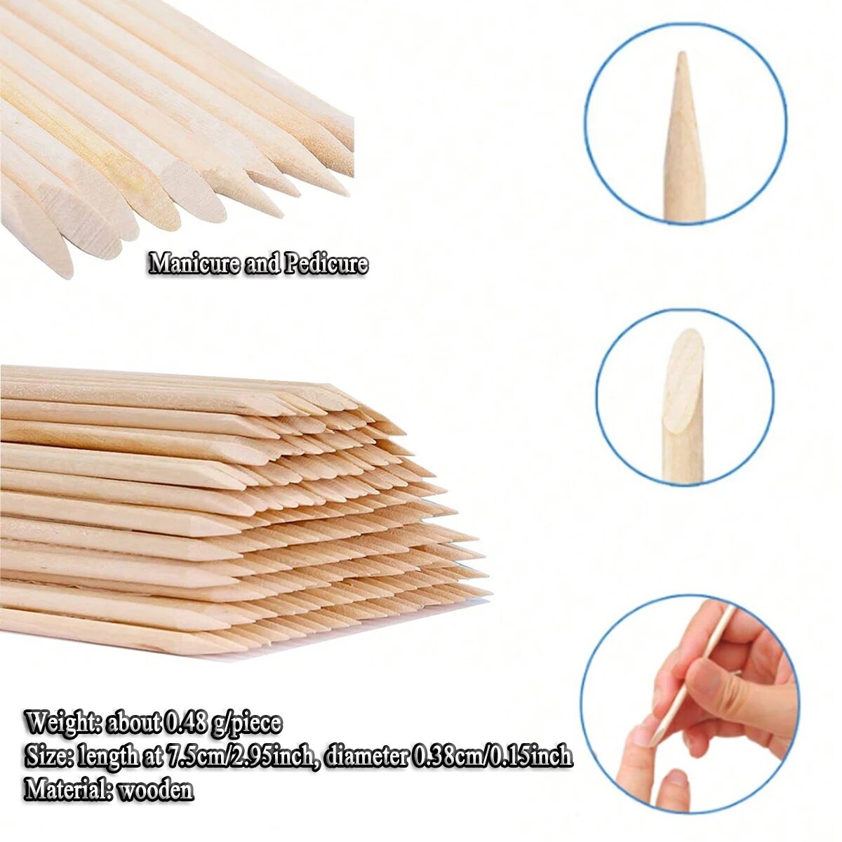 Деревянные палочки для маникюра Orange Wood Stick 7.5 см, 10 шт