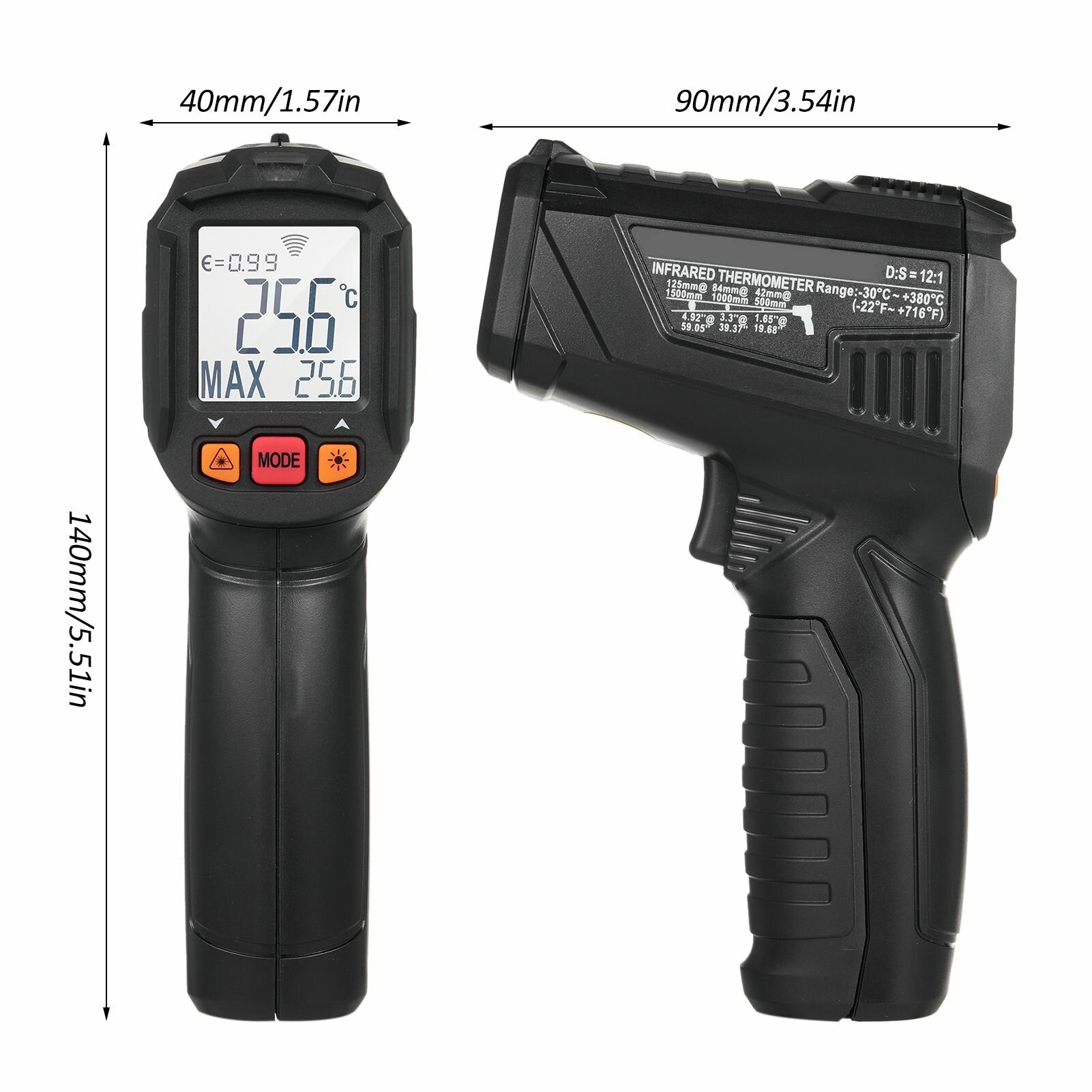 Инфракрасный термометр -30 380 с лазером и регулируемой emissivity