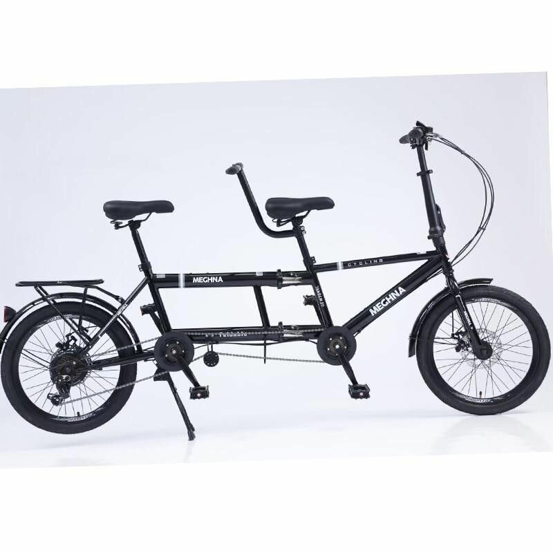 Велосипед-тандем "Black Horse", складной, чёрный, нагрузка до 200 кг