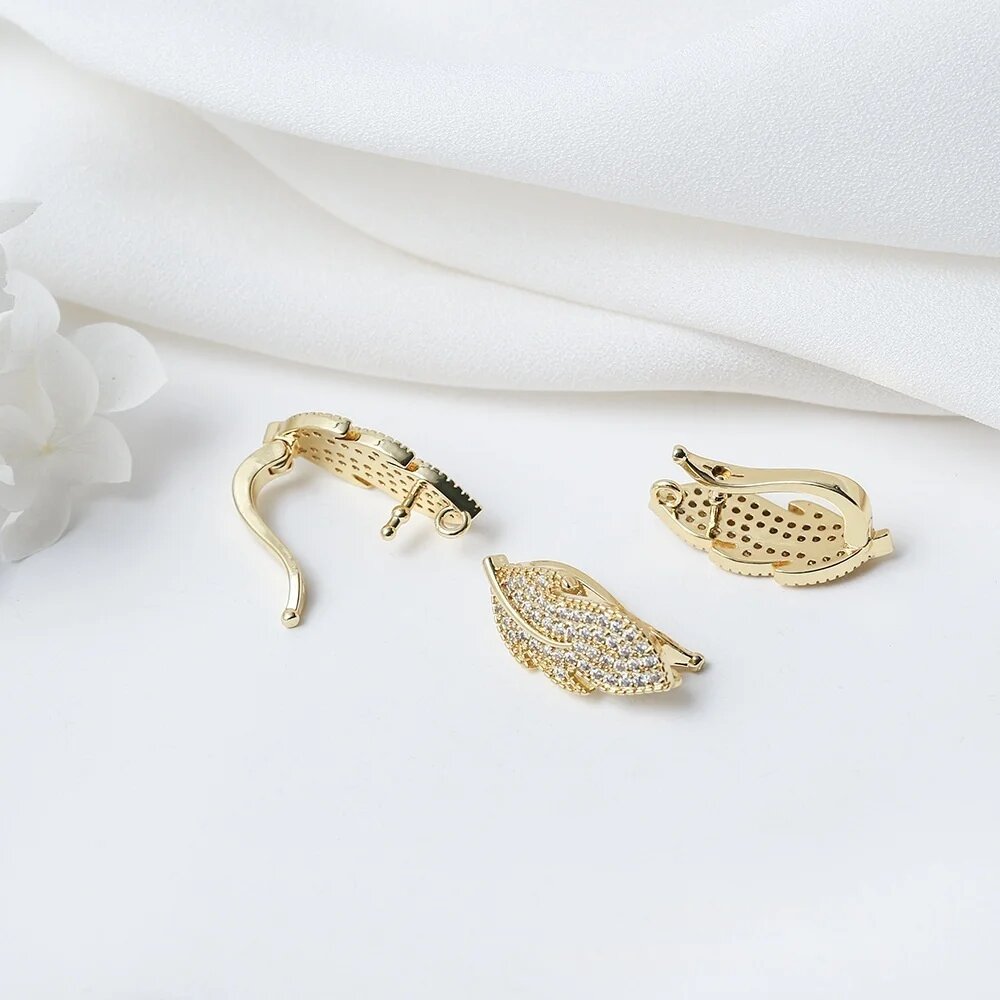 Серьги-клипсы LIJIEMEI, лист, позолота, LK620-gold