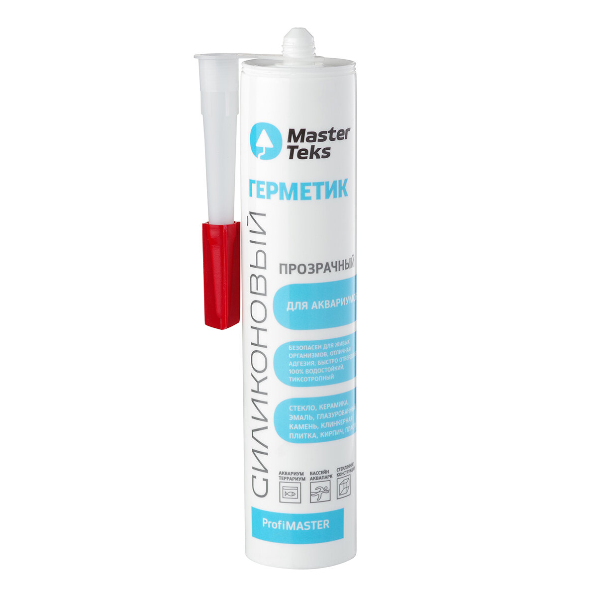 Силиконовый герметик для аквариумов и стекла MasterTeks Profimaster, 290 мл, прозрачный