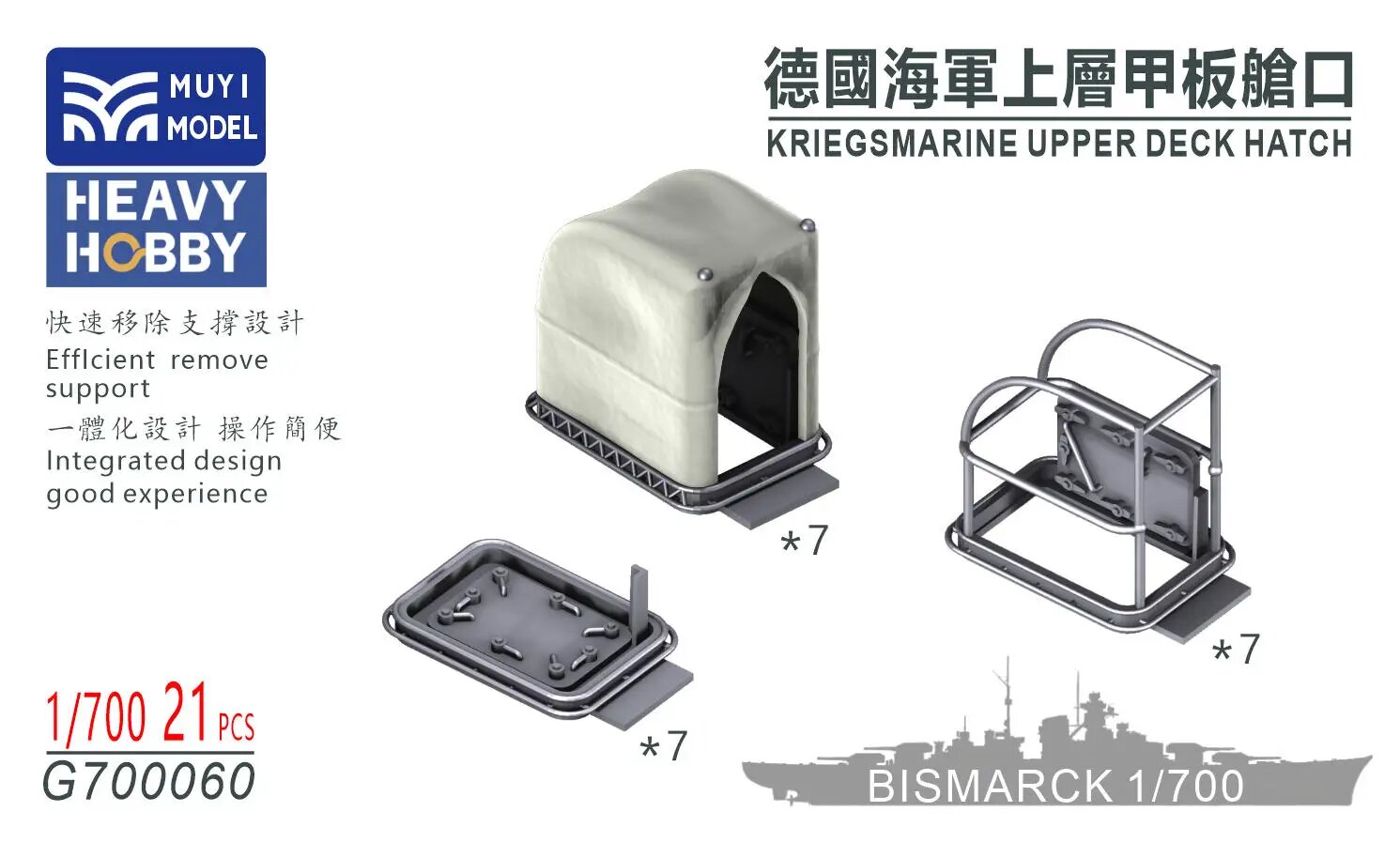 Модель MUYI люк верхней части палубы для Bismarck 1 to 700