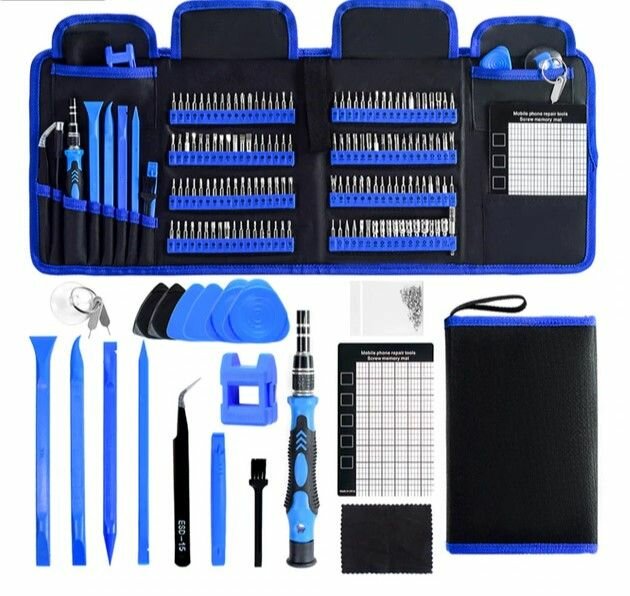 Набор отверток 190 в 1 с магнитными битами для точных работ ремонта телефонов часов в пенале