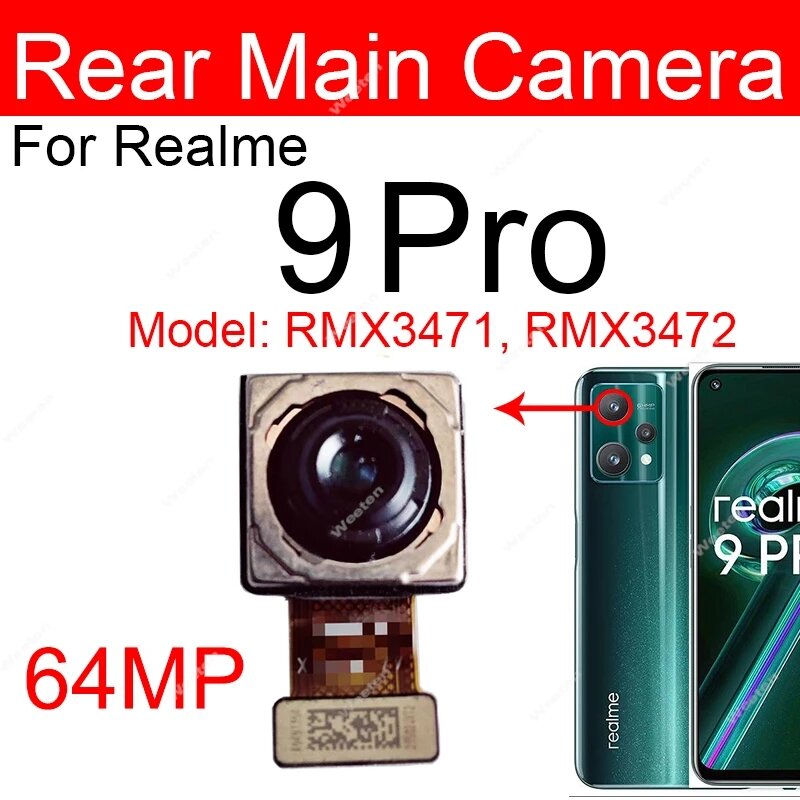 Передняя задняя камера для Realme 9Pro 9 Pro Plus 5G, основная задняя основная 9Pro-Rear Main