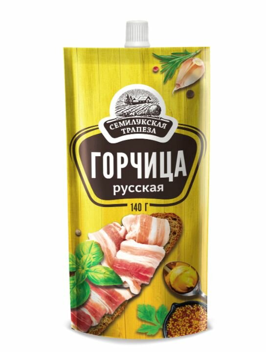 Семилукская трапеза Горчица русская дой пак 140г, 1 штука