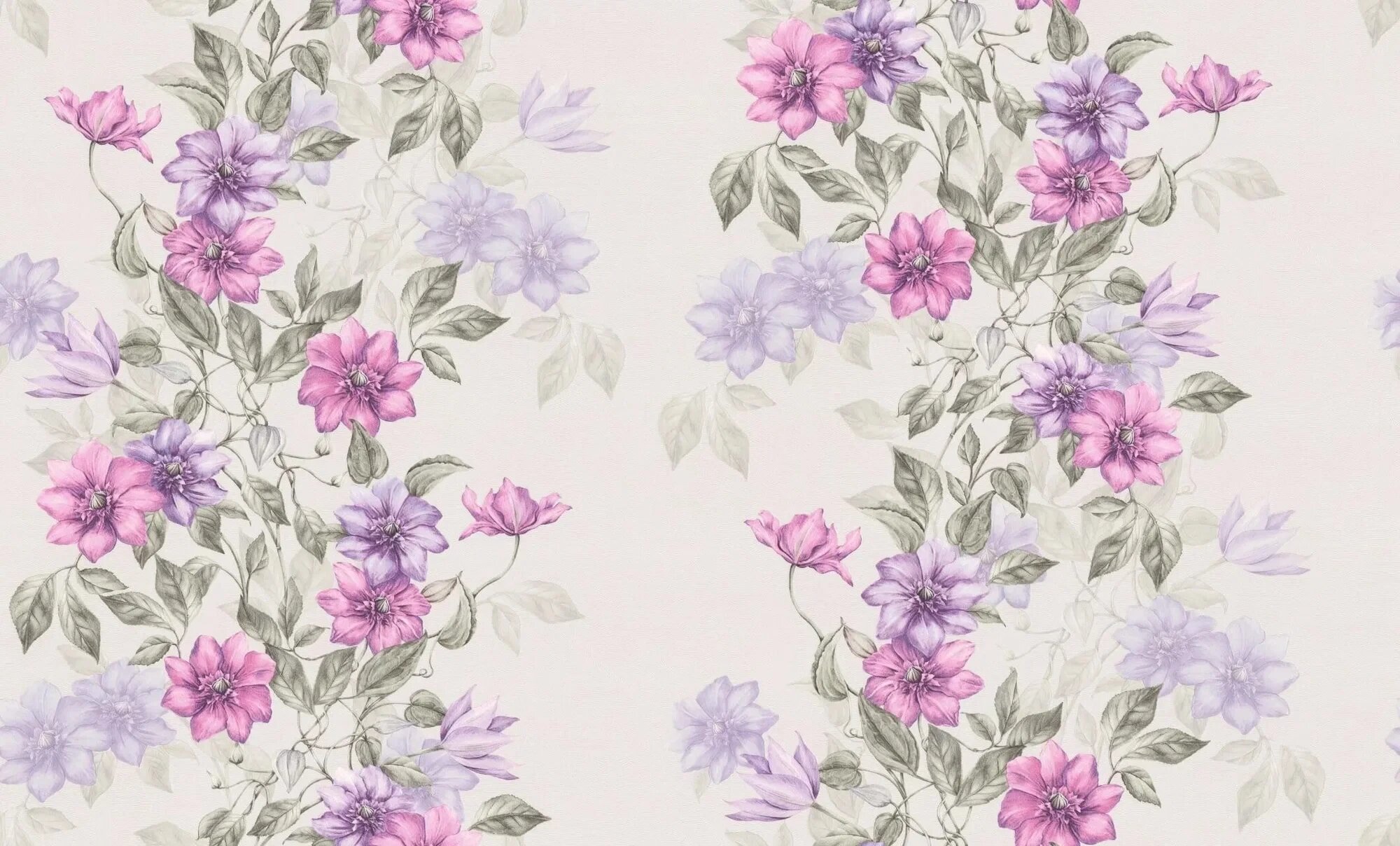 Обои палитра Альпиния PL 71747-14, флористика, бежево-розово-зеленые, 1 шт