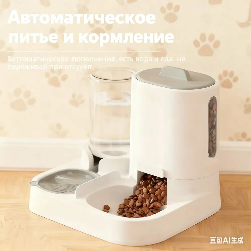 Автоматическая кормушка для домашних животных 2-в-1, поилка для воды, подходит для собак и корм для кошек сухой