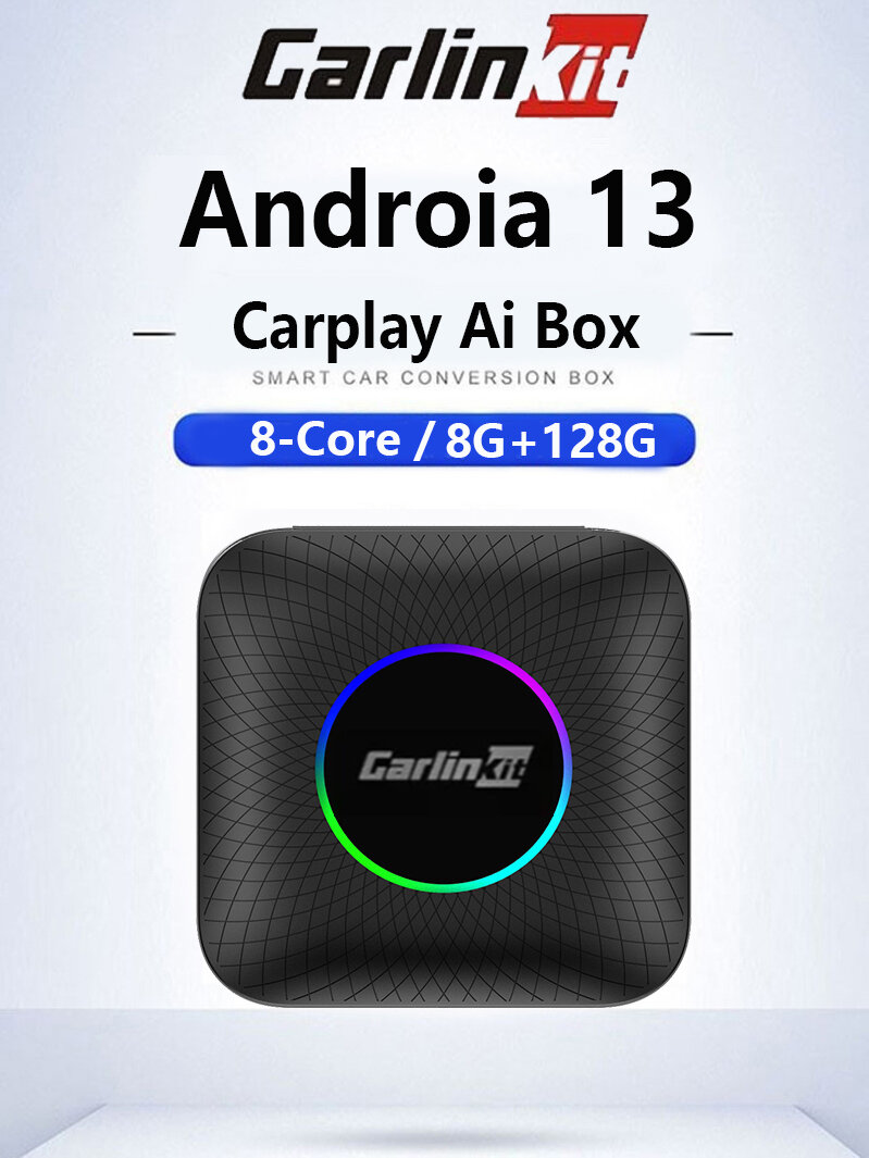 Автомобильный адаптер Carlinkit Carplay Ai Box QCM6225, Android 13, 8+128GB, Bluetooth, Wi-Fi, 4G LTE, Чёрный