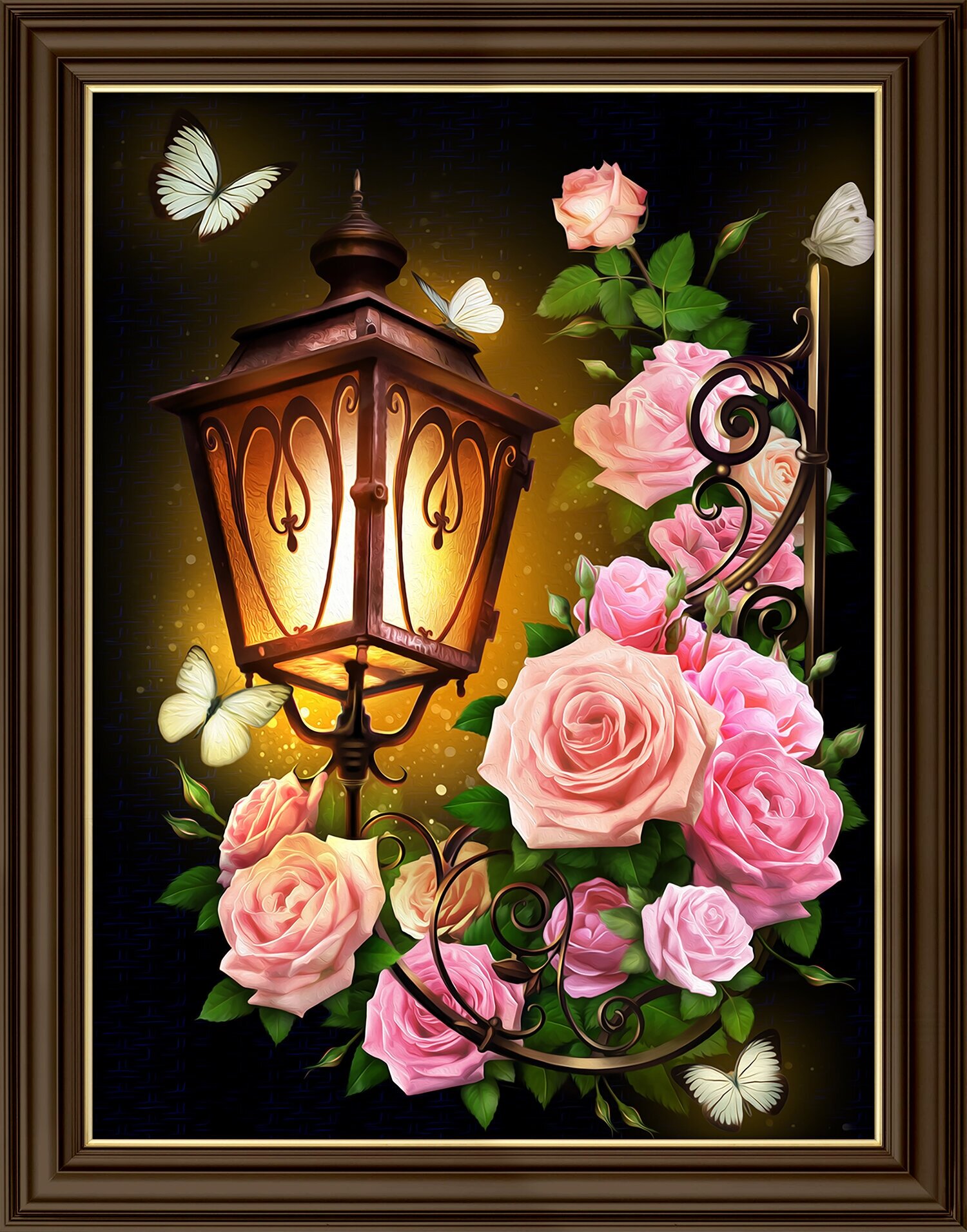 Алмазная живопись Фонарь в розах 30x40 АЖ-1721