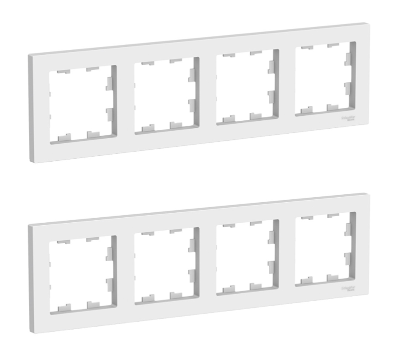 Рамка 4-постовая, универсальная, Systeme Electric AtlasDesign, белый(глянцевый) ATN000104(комплект 2 шт.)