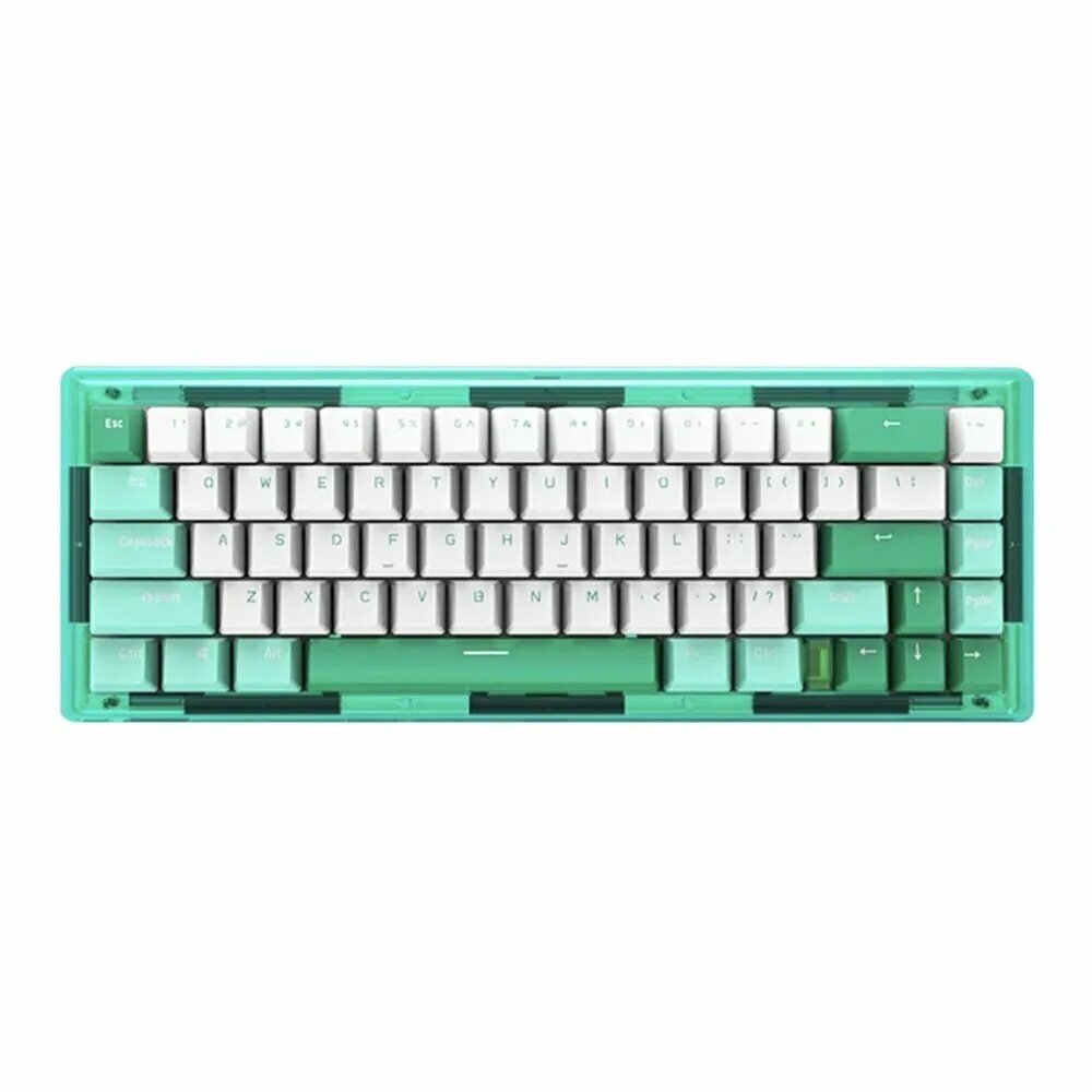 Milochic Клавиатура проводная Беспроводная механическая клавиатура LM67 с тремя режимами работы, подсветкой RGB symphony, классным дизайном, стабильным подключением, длительным временем автономной работы, Английская раскладка, зеленый