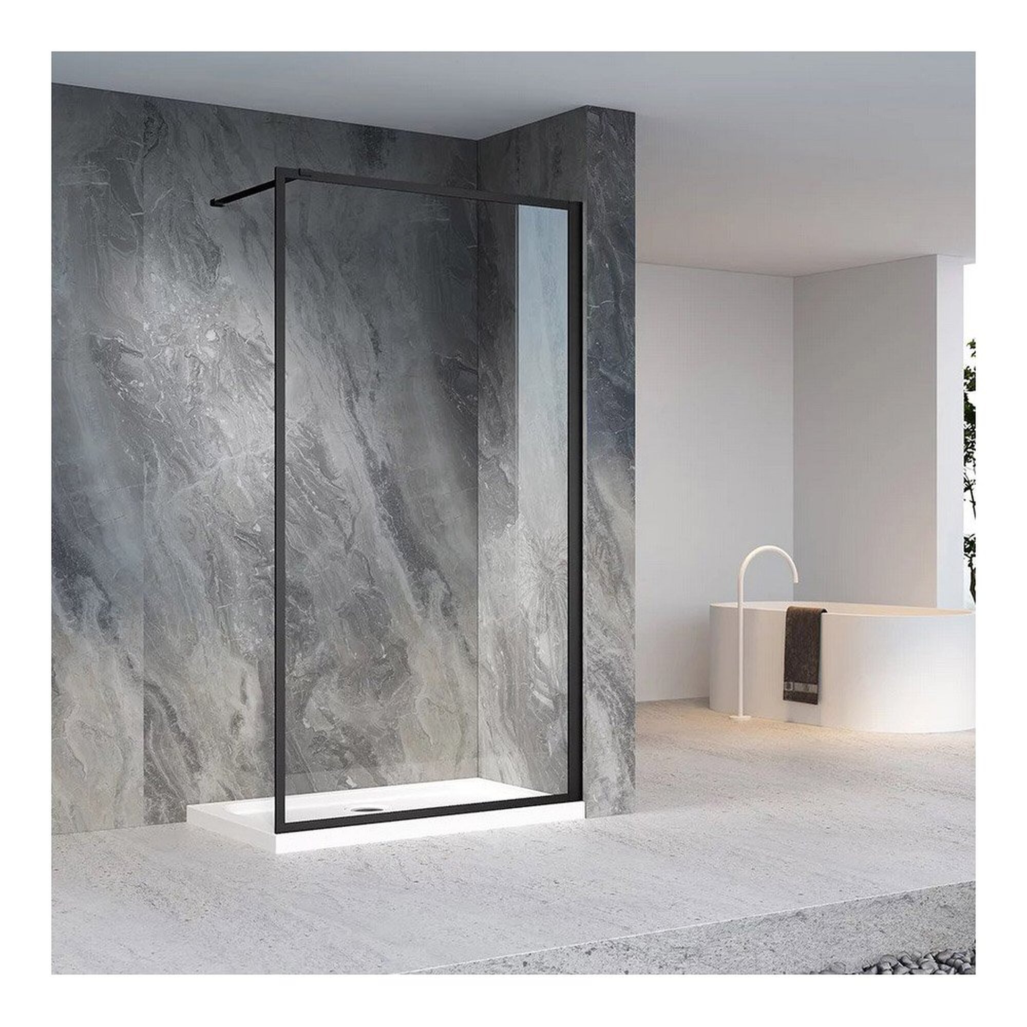 Душевая перегородка Veconi Korato KR81B-100-01-C8 Стекло прозрачное 8 мм, 2000х1000 мм, черный