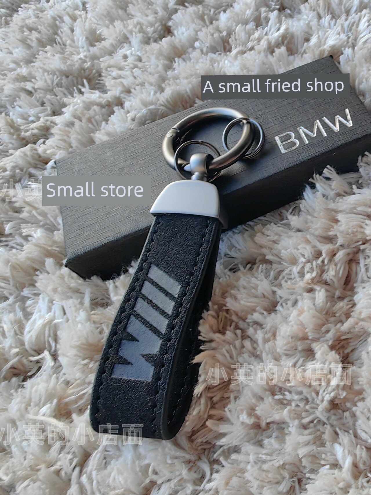 Брелок для ключей BMW, подвеска-подкова из натуральной замши и металла, матовый красный чёрный