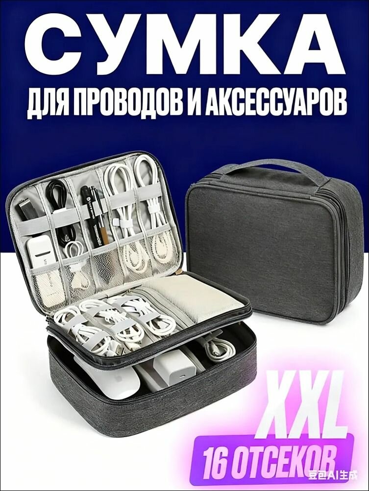 Cумка органайзер для проводов и зарядок. Органайзер для гаджетов