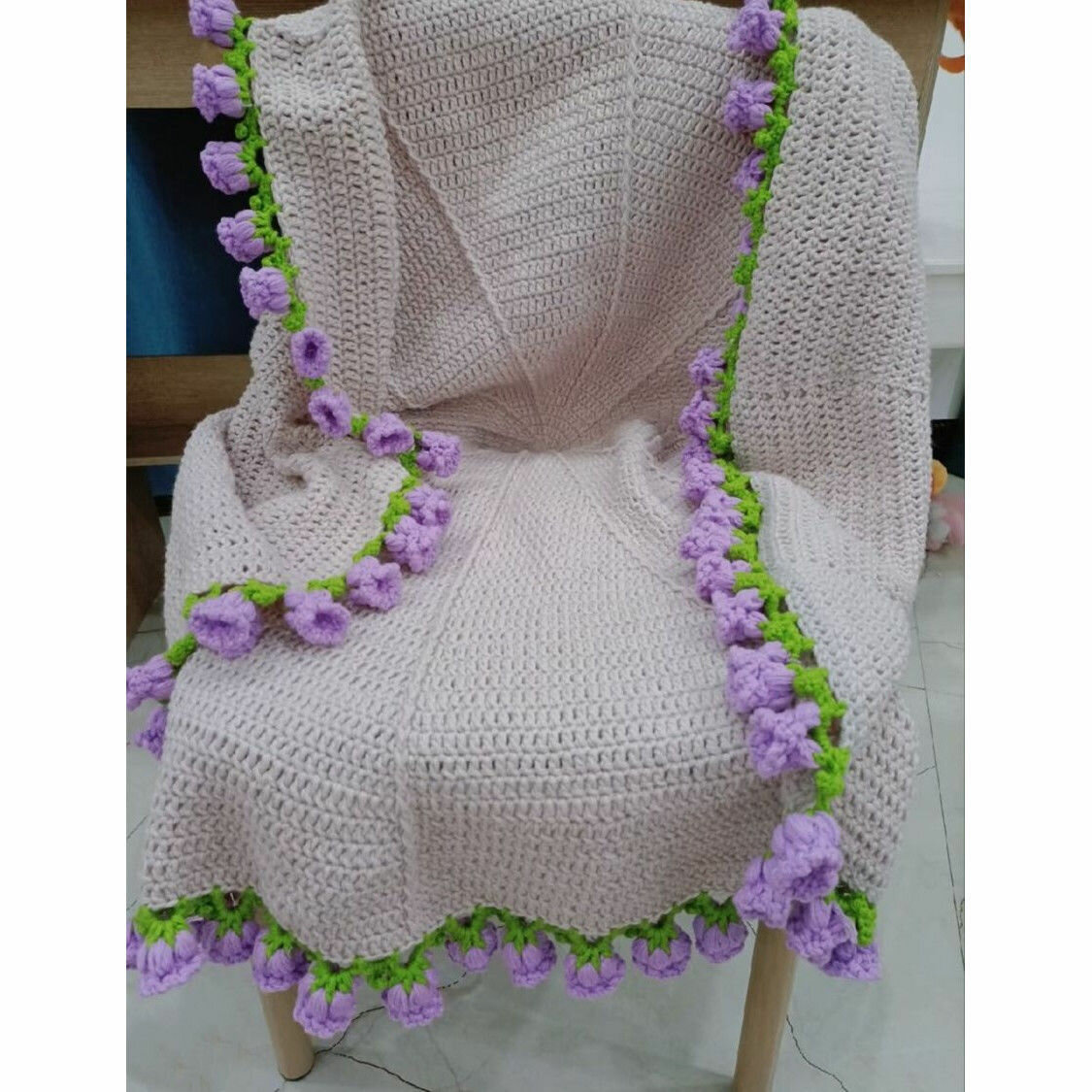 Набор для самостоятельного изготовления пледа с розами, плед с тюльпанами, клубок пряжи, ручное плетение, подарок для лучшего друга