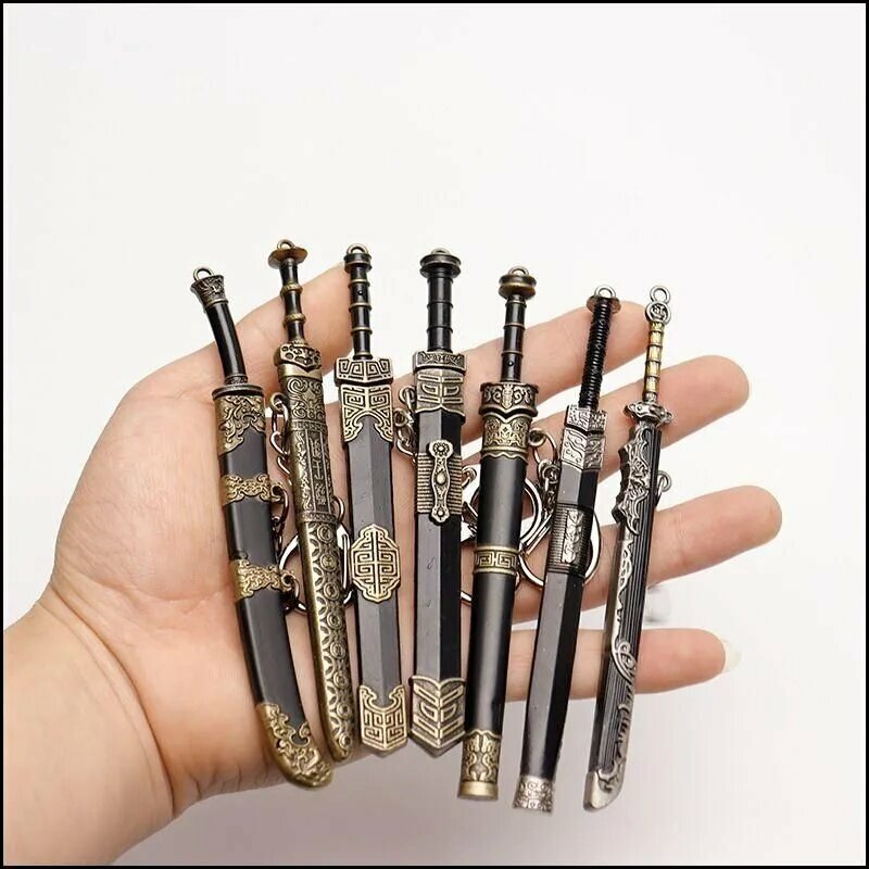 Древний Китай Мини-меч и меч Цинь Шихуанди Брелок Набор из 7，（Рекомендуемые качественные продукты）
