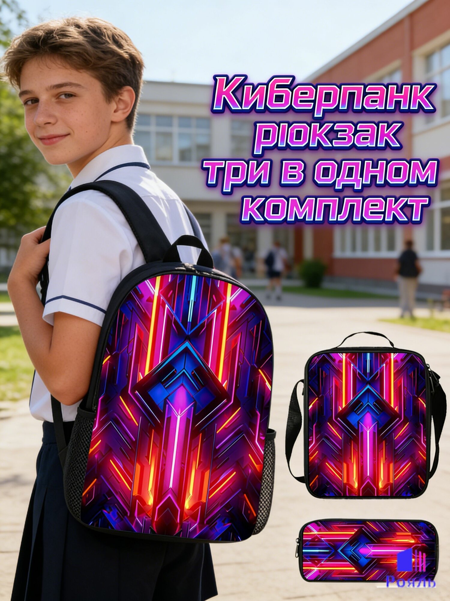 Три рюкзака в стиле киберпанк, набор молодежных рюкзаков, большой объем, легкие и прочные