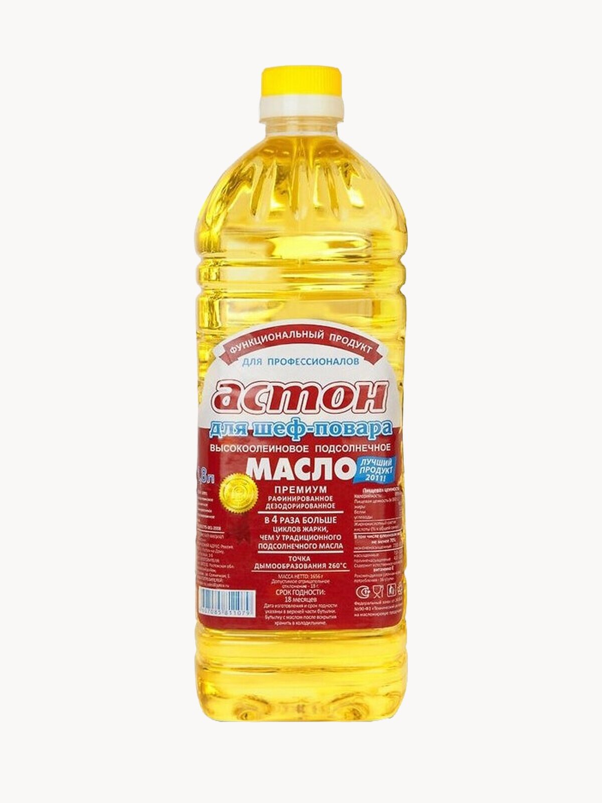Масло Астон подсолнечное высооолеиновое рафинированное дезодорированное 1,8 л