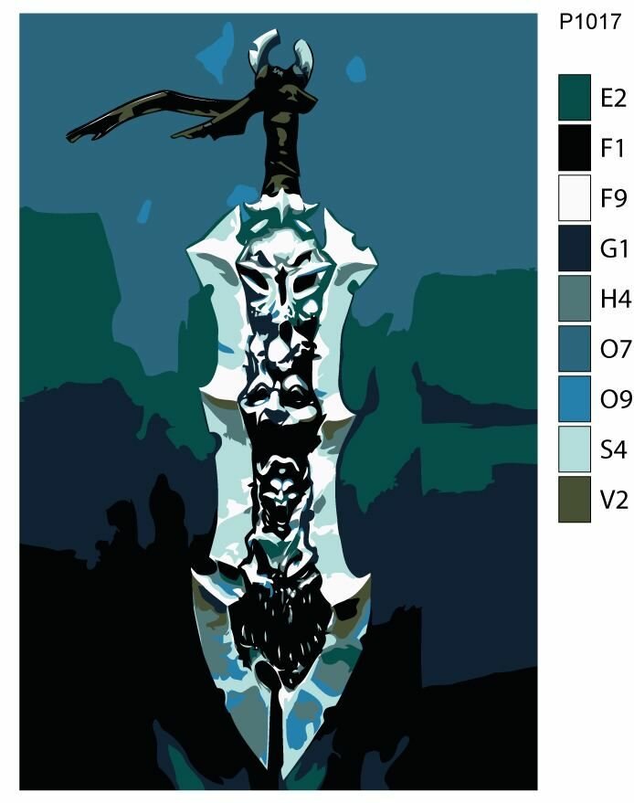 Детская картина по номерам P1017 "Холодное оружие. Меч - Дарксайдерс" 20x30