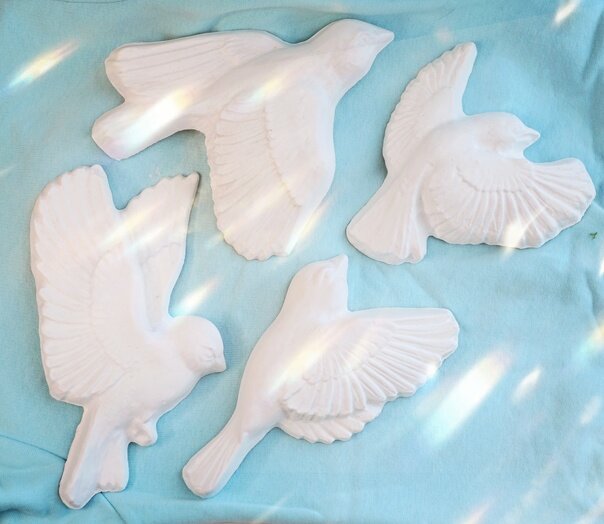 Декор "Гипсики" на стену "Птички" 4шт. Цвет белый