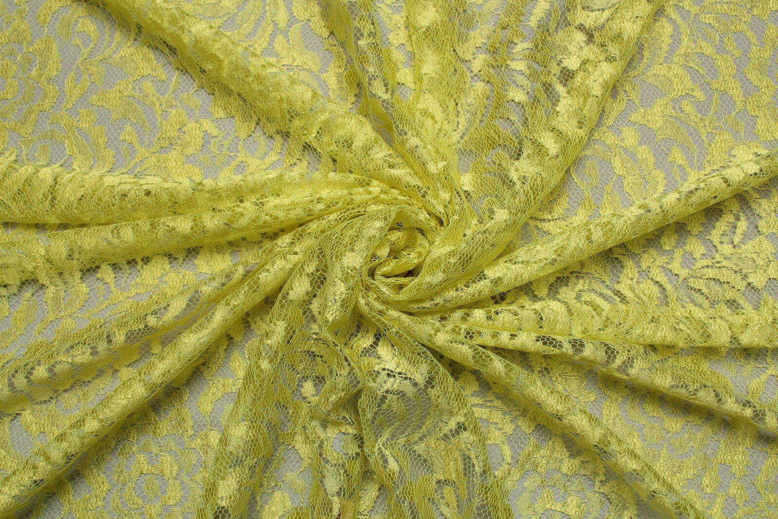 Ткань Кружево ярко-желтое, лайм, ш140см, 0,5 м