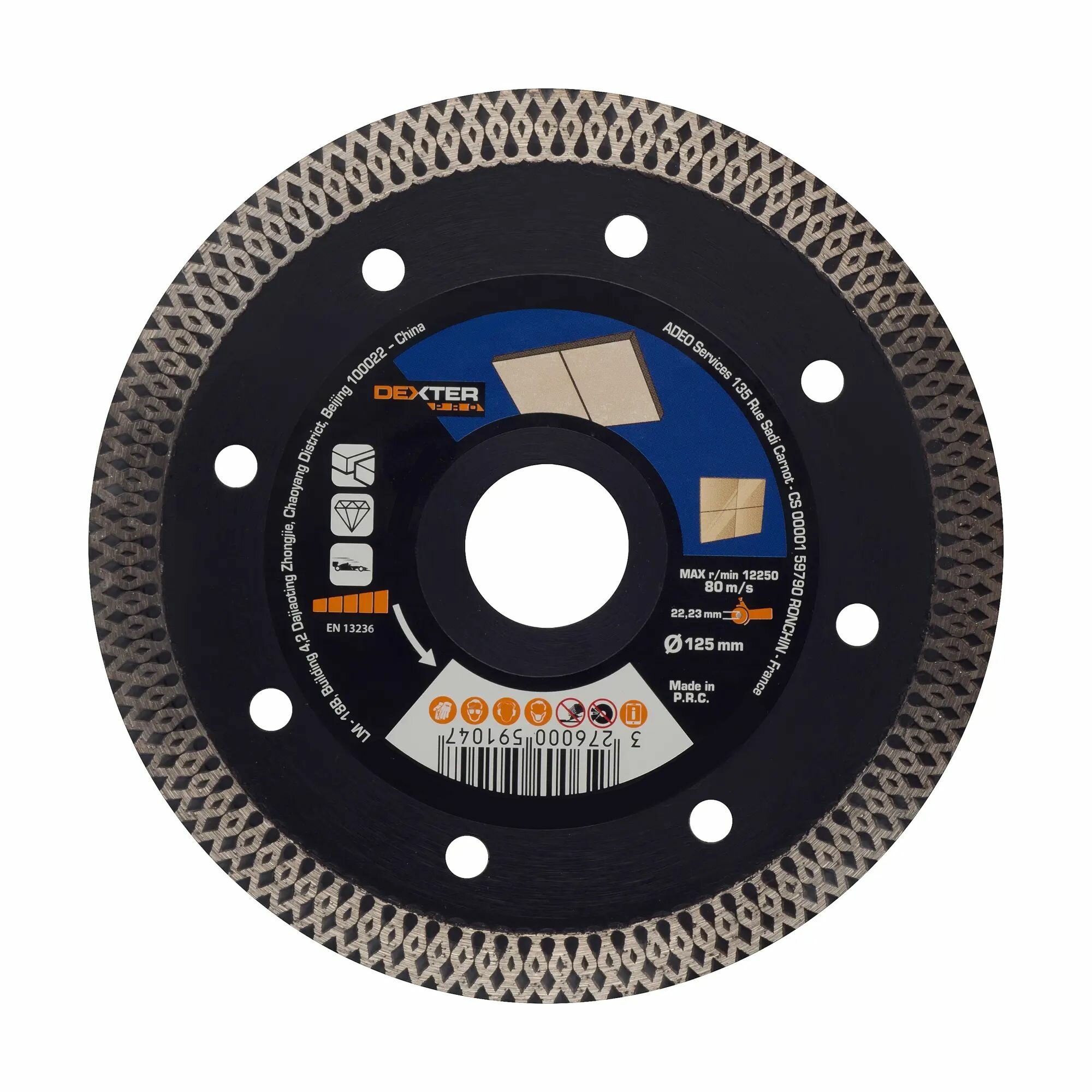 Диск алмазный по керамограниту 125х22.2x1.6 мм. Мокрая резка шлифовальной машиной гранита, мрамора, плитки и других твердых материалов. Точный, ровный и чистый рез. Аккуратный пропил без сколов