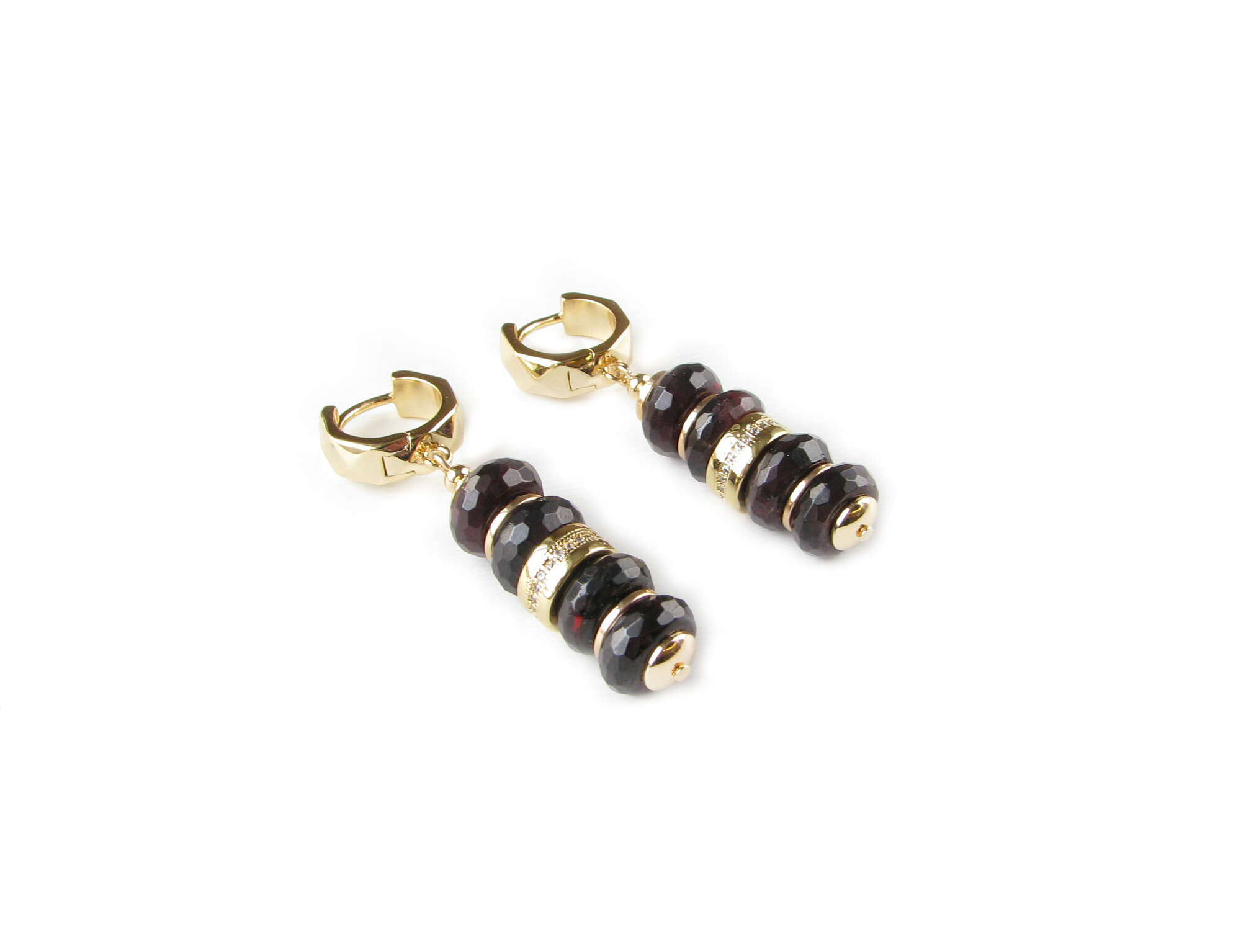 Серьги с подвесками, гранат