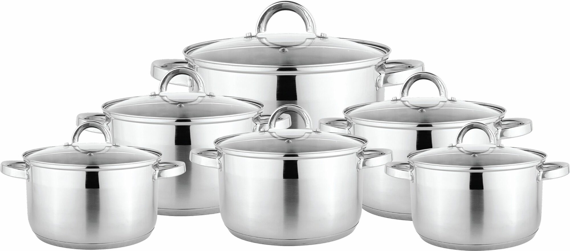 Набор из 6 кастрюль, нержавеющая сталь 2.1/2.9/2.9/3.9/3.9/6.5 л Kelli