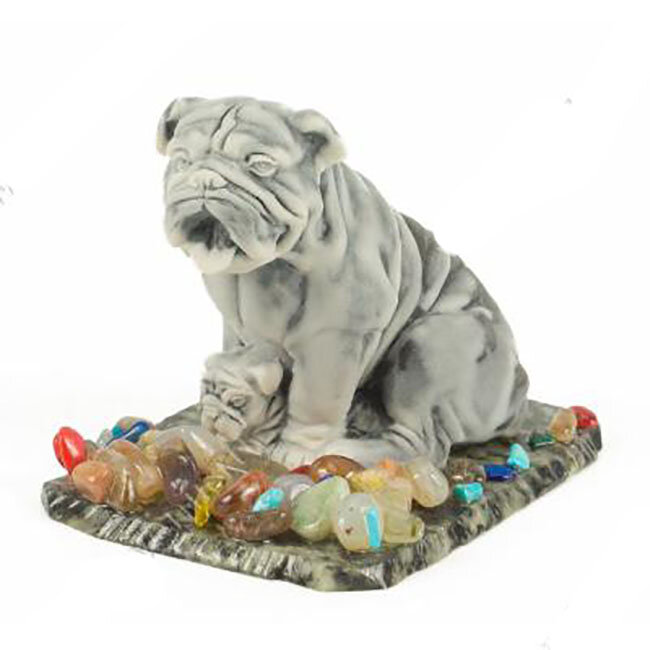 Статуэтка из литьевого мрамора бульдог со щенком