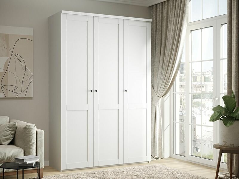 Шкаф распашной для одежды "Софти 5" 120х220х50, белый / белый матовый