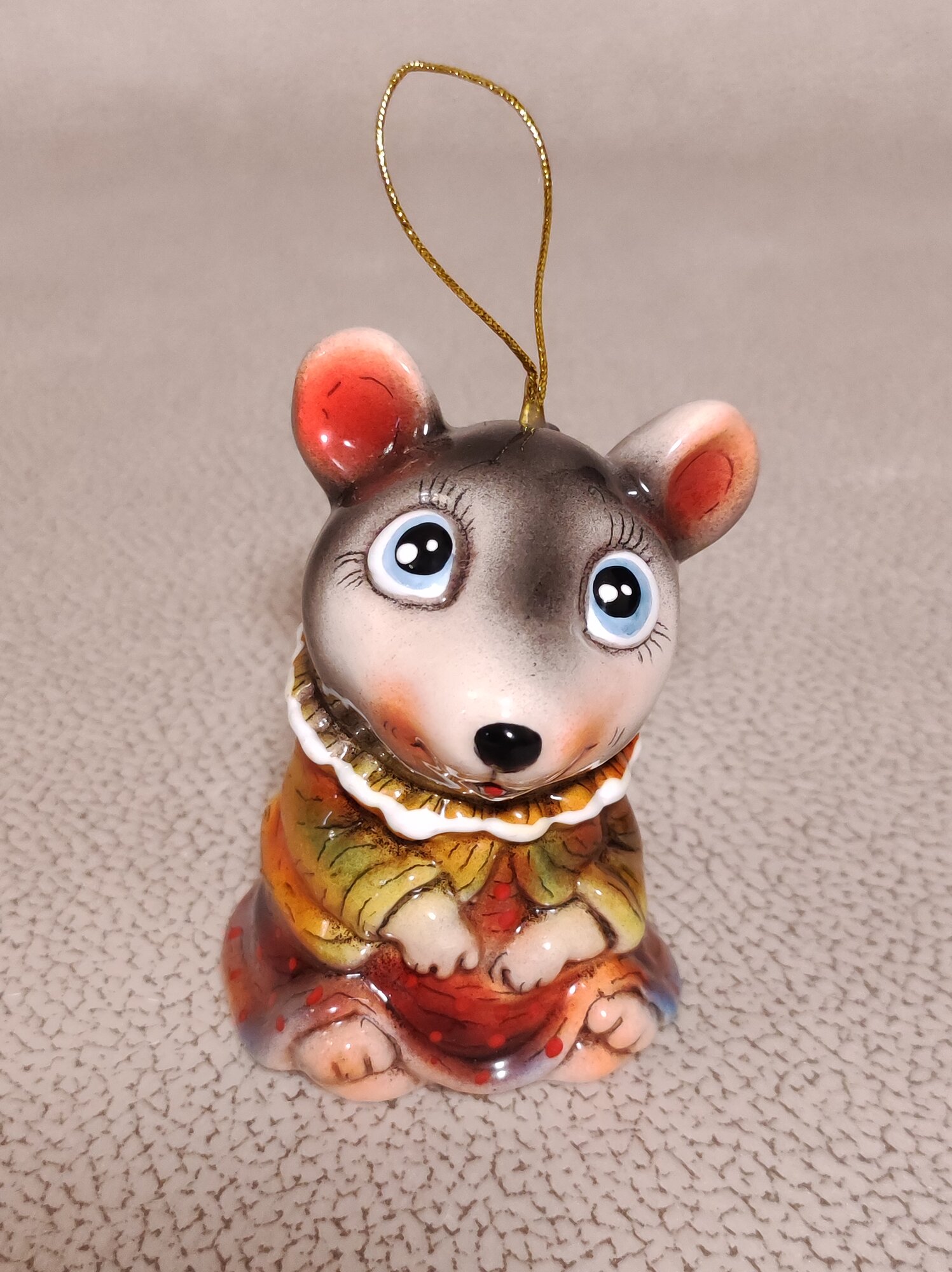 Фигурка садовая колокольчик "Крыса ". Талисман счастья. Ручная работа. Керамика.