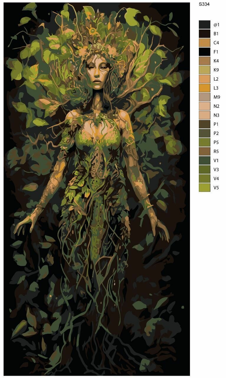 Картина по номерам S334 "Девушка - дриада" 40x80 см